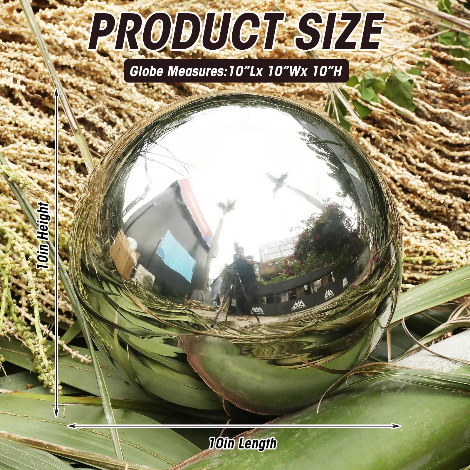 2 Pieces 10 Inch Gazing Ball Hollow Gazing Mirror Ball Stainless Steel ...
