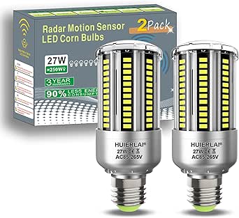 Radar Motion Sensor Light Bulbs A19 250W Equivalent AC85-265V 27W ...