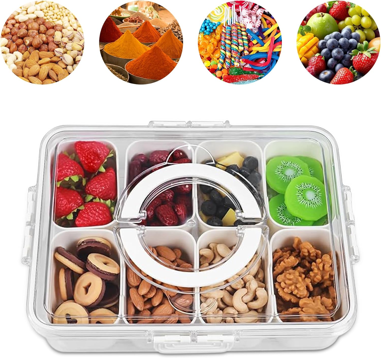 Amazon.com | Snackle Box Container, Divided Serving Tray with Lid and ...