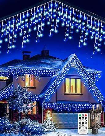 Icicle Outdoor Christmas Lights 10M - White Blue LED Xmas Icicle Light ...