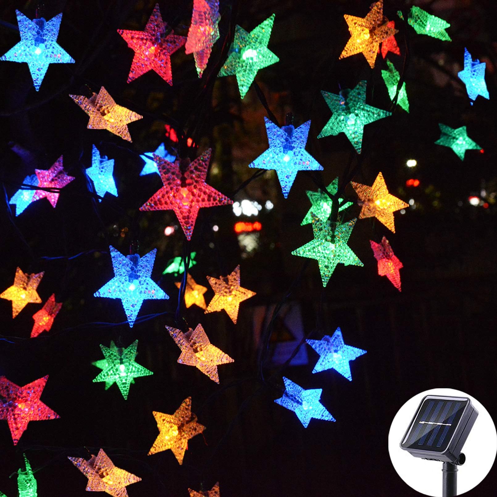 Huacenmy Outdoor Solar Star String Lights 30ft 50LED Multicolor Twinkle ...