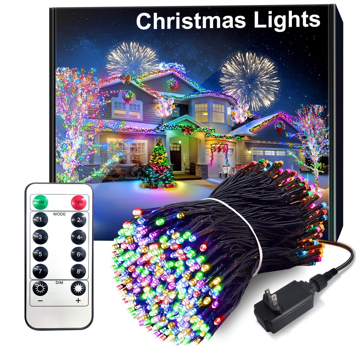 ACAN 100FT Christmas Lights, 300 LED Outdoor String Lights, Multicolor ...