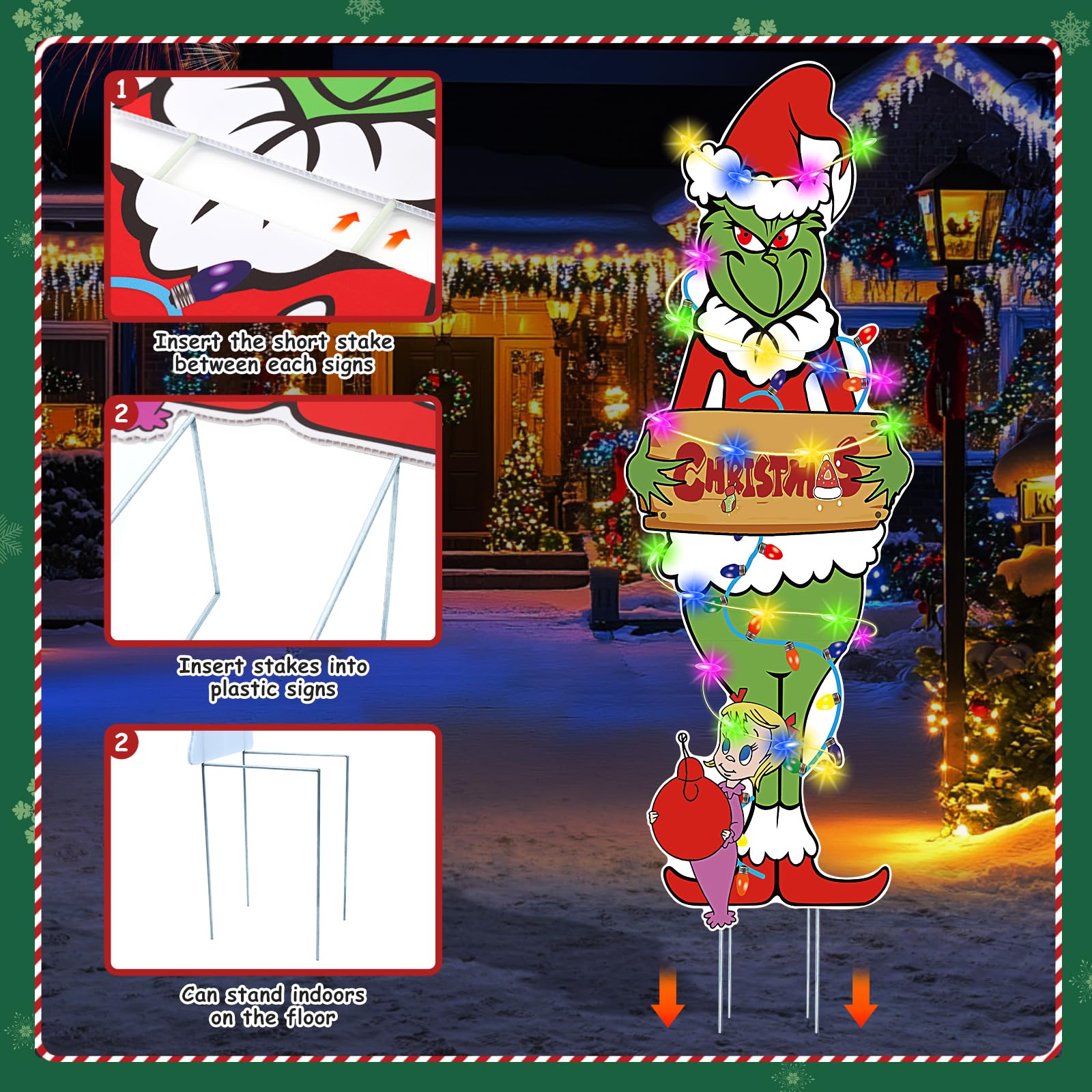 Grinch Yard Stakes Grinch Outdoor Christmas Decor At Lowes.com