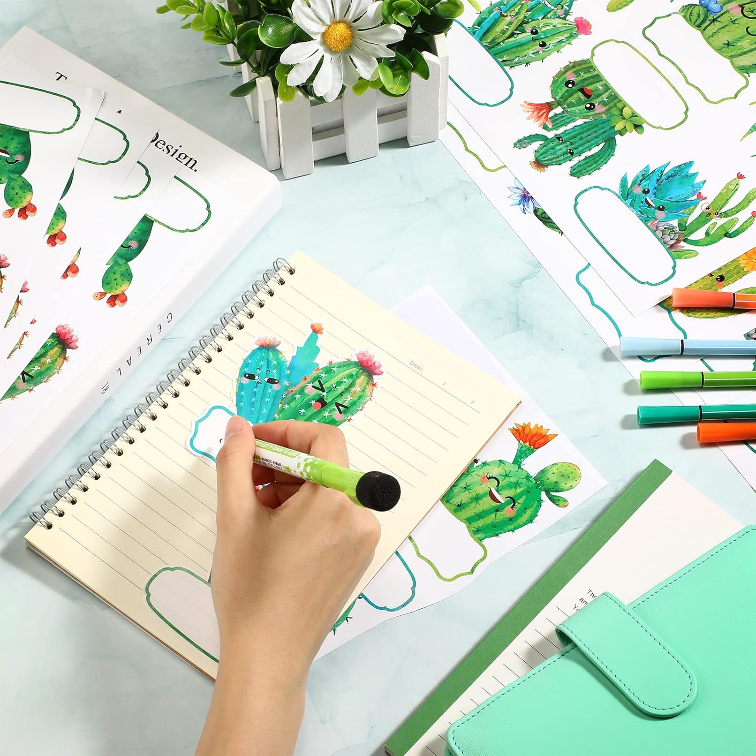 Buy 60 Pcs Cactus Name Tags Watercolor Cactus Cutouts 10 Styles Cactus ...