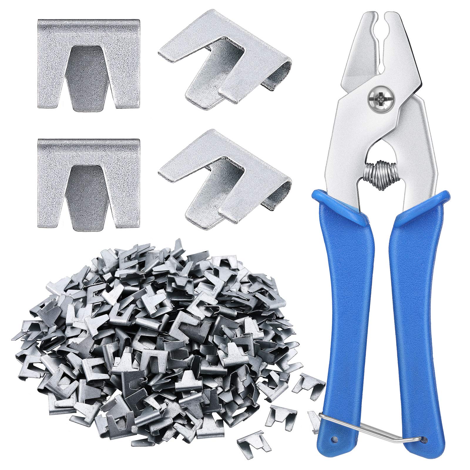 300 Pieces Wire Cage Clips with 1 Piece Wire Cage Buckle Snap Plier for ...