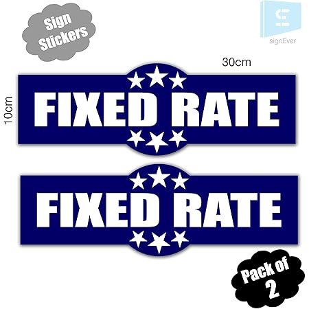 SIGN EVER™ Pack of 2 Logo Type Fixed Rate Sign Sticker Blue White Shop ...