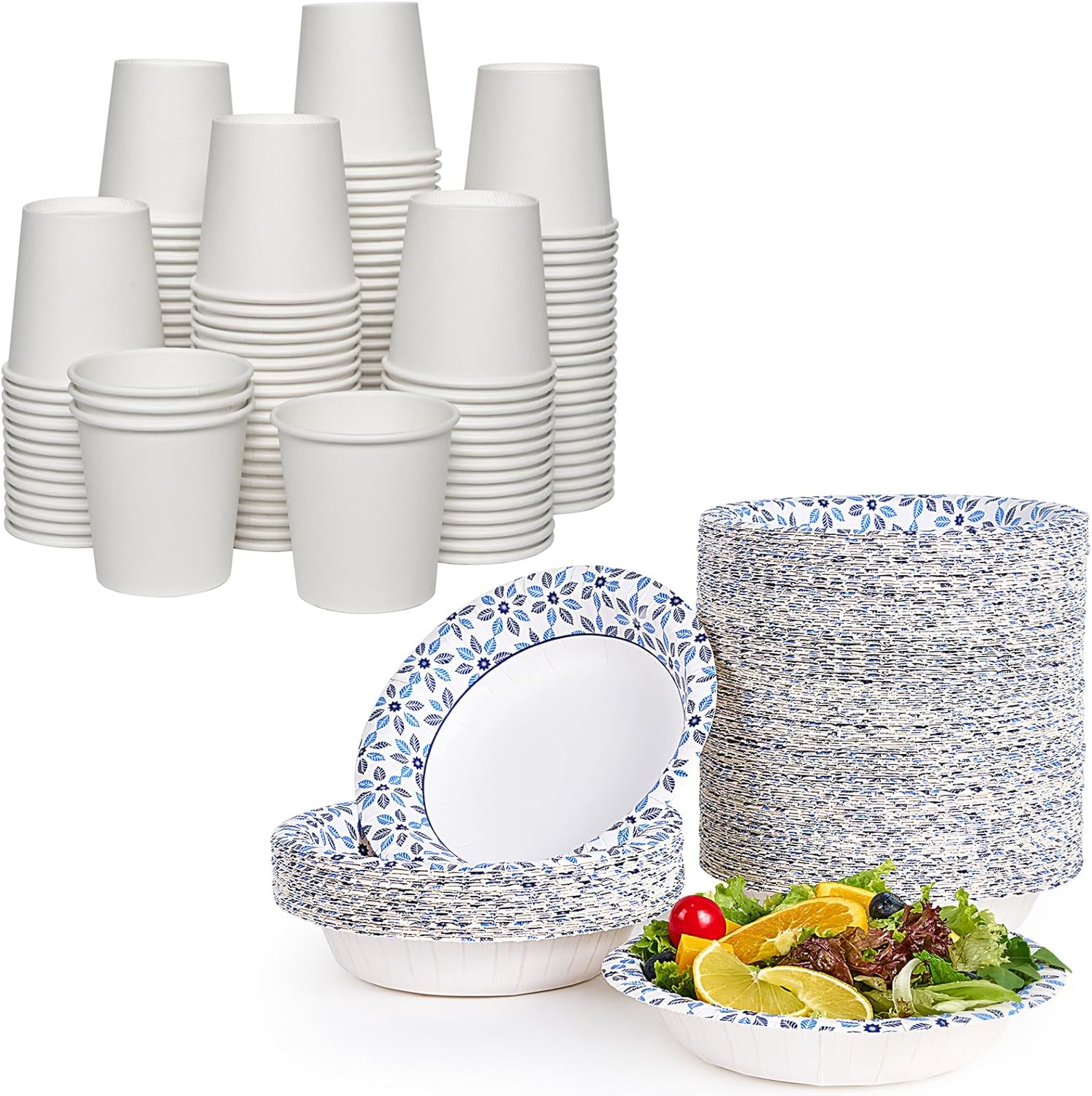 Amazon.com: JOLLY CHEF Disposable Coffee Cups and Bowls, Printed Paper ...