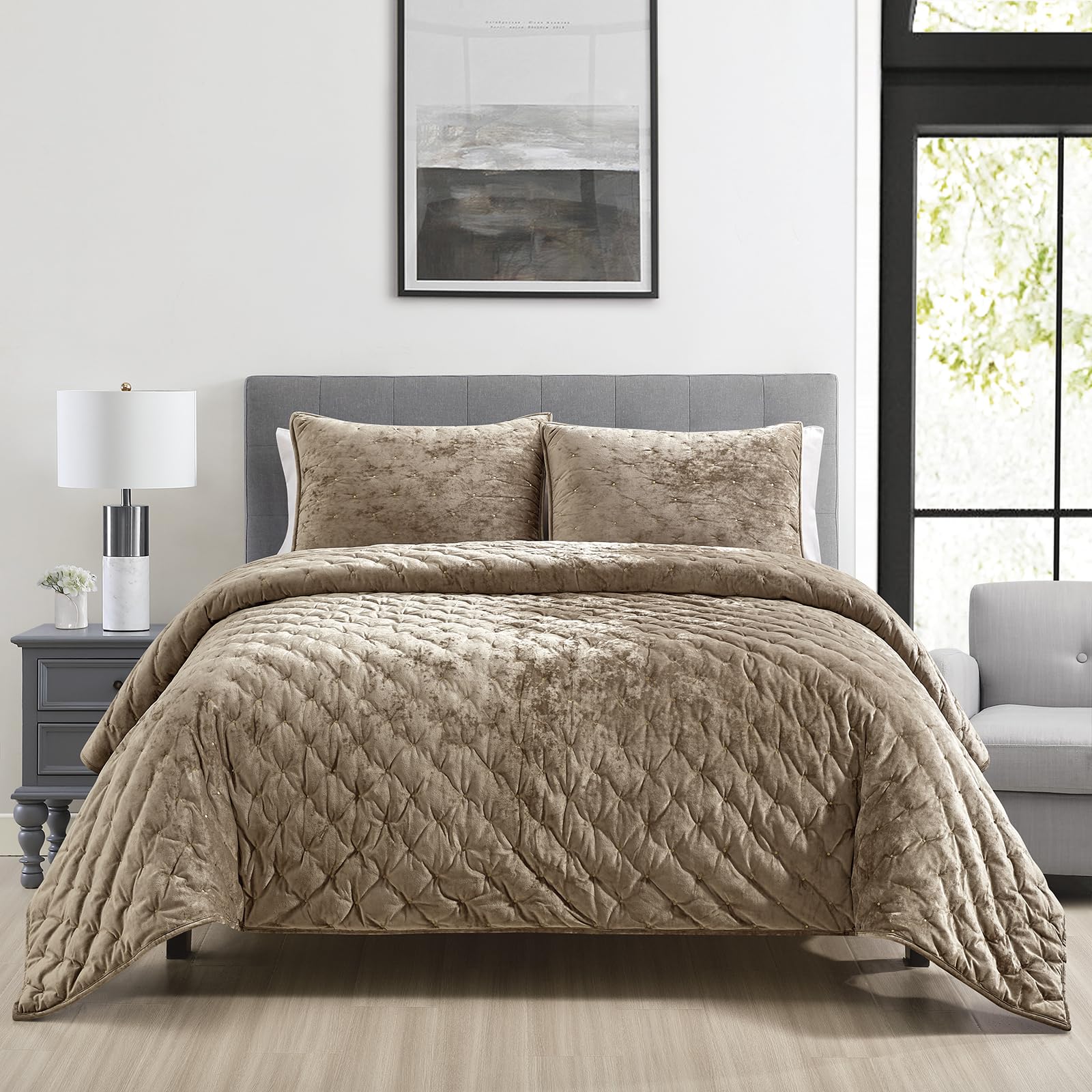 Sunshine Nicole Embroidery Quilt Set with Metallic Gold Thread ...
