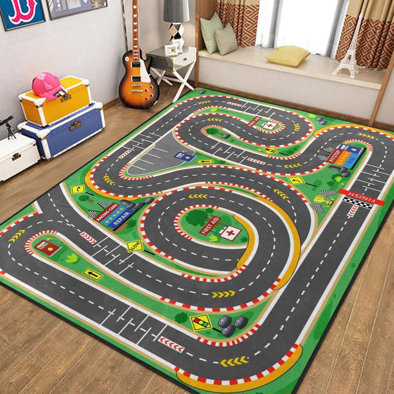 Amazon.com: Kids Rug, Race Track Playmat Rugs - 5x7 Ft Kids Carpet with ...