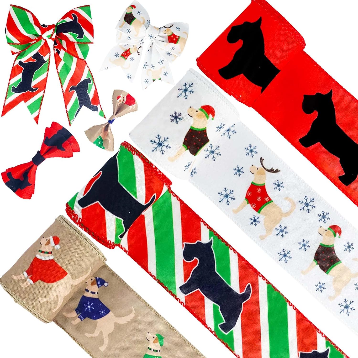 Amazon.com: 4 Rolls Christmas Burlap Ribbons 20 Yards Wired Edge Ribbon ...