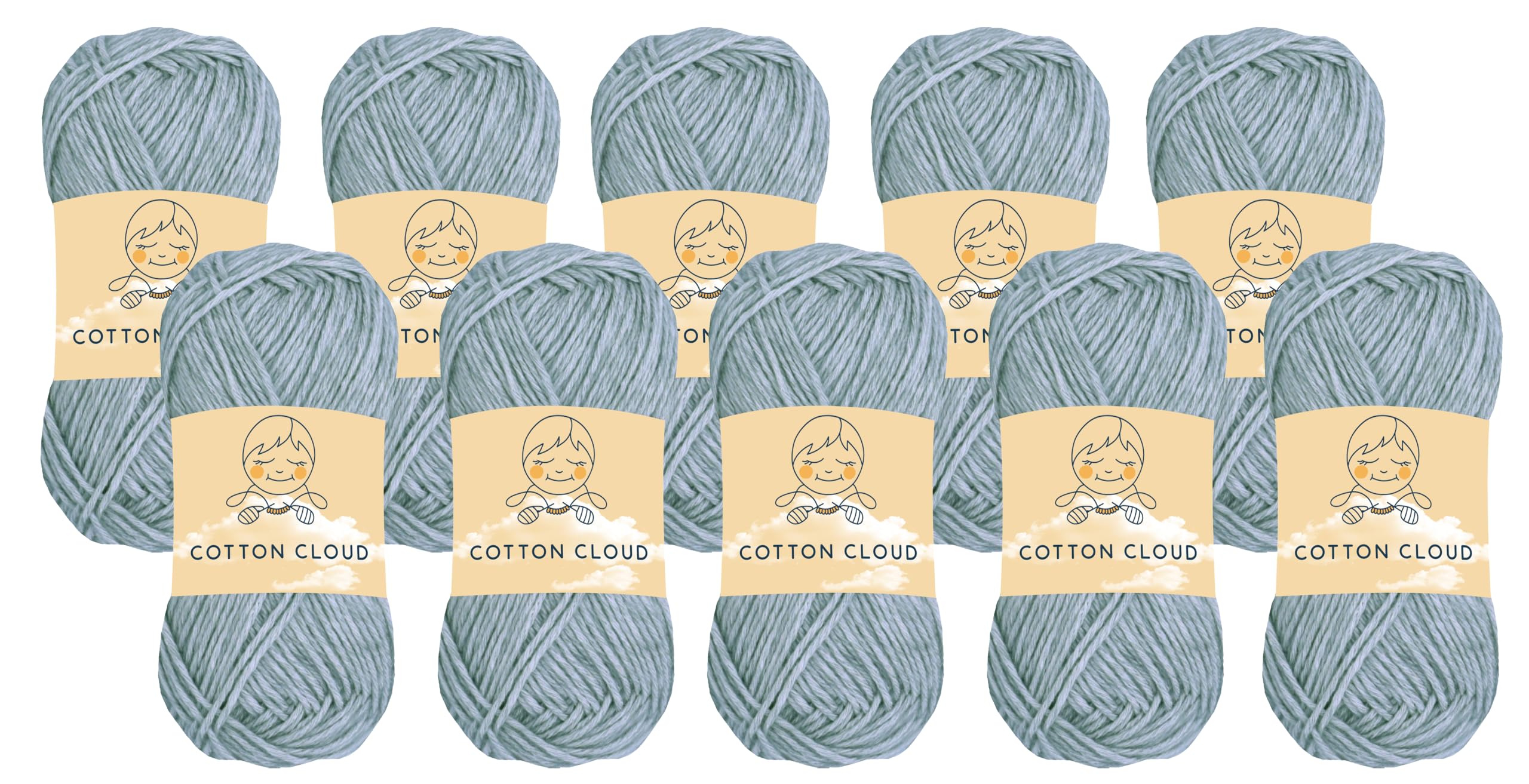 Amazon.com: 10pk Cotton Cloud Yarn by Yonkey Monkey 78% Cotton, 22% ...