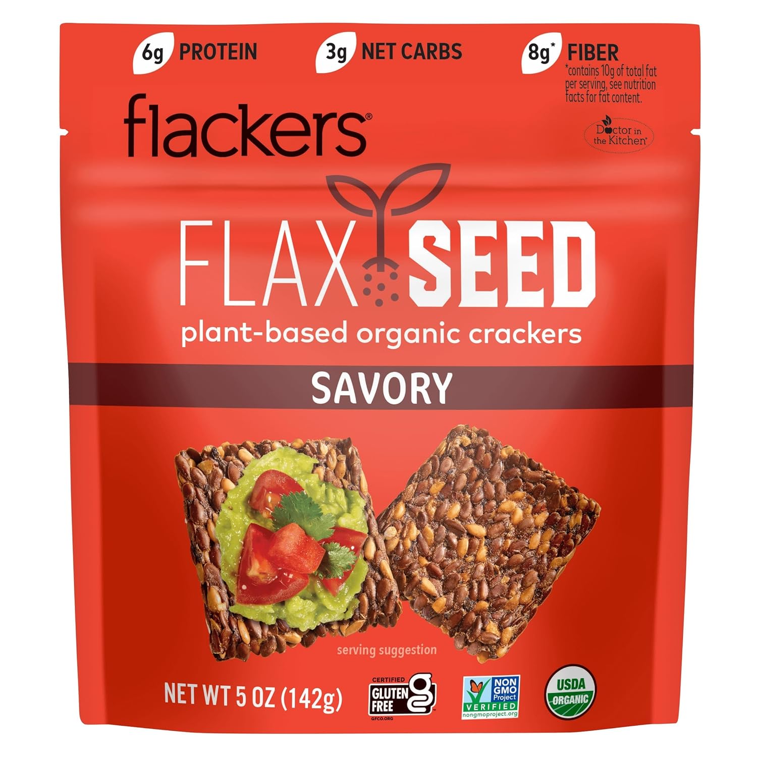 Amazon.com: Flackers Organic Savory Flaxseed Crackers, Gluten Free, Non ...