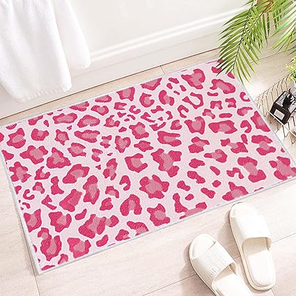 Amazon.com: BOAZZ Pink Bathroom Rugs, Leopard Rug Preppy Rug CuteBath ...