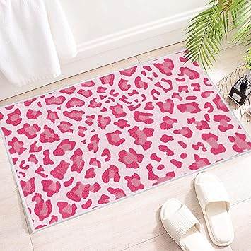 Amazon.com: BOAZZ Pink Bathroom Rugs, Leopard Rug Preppy Rug CuteBath ...