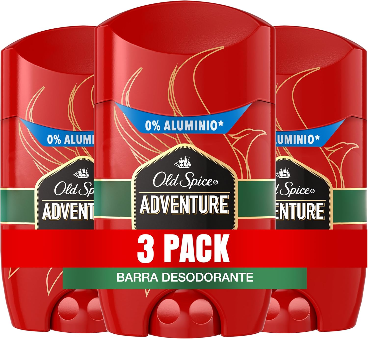 OLD SPICE, Pack de 3, Desodorante en Barra, Adventure, Aroma Madera ...