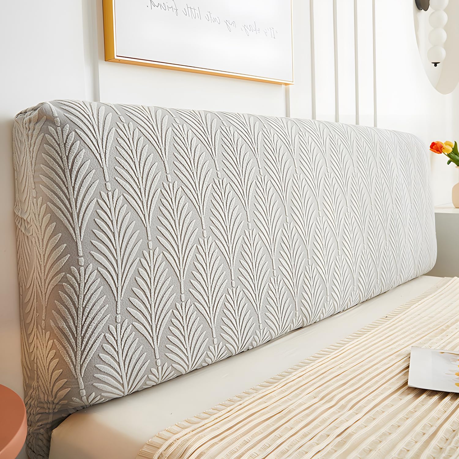 Amazon.com: JOKIVTOU Solid Jacquard Fabric Headboard Covers Slipcover ...