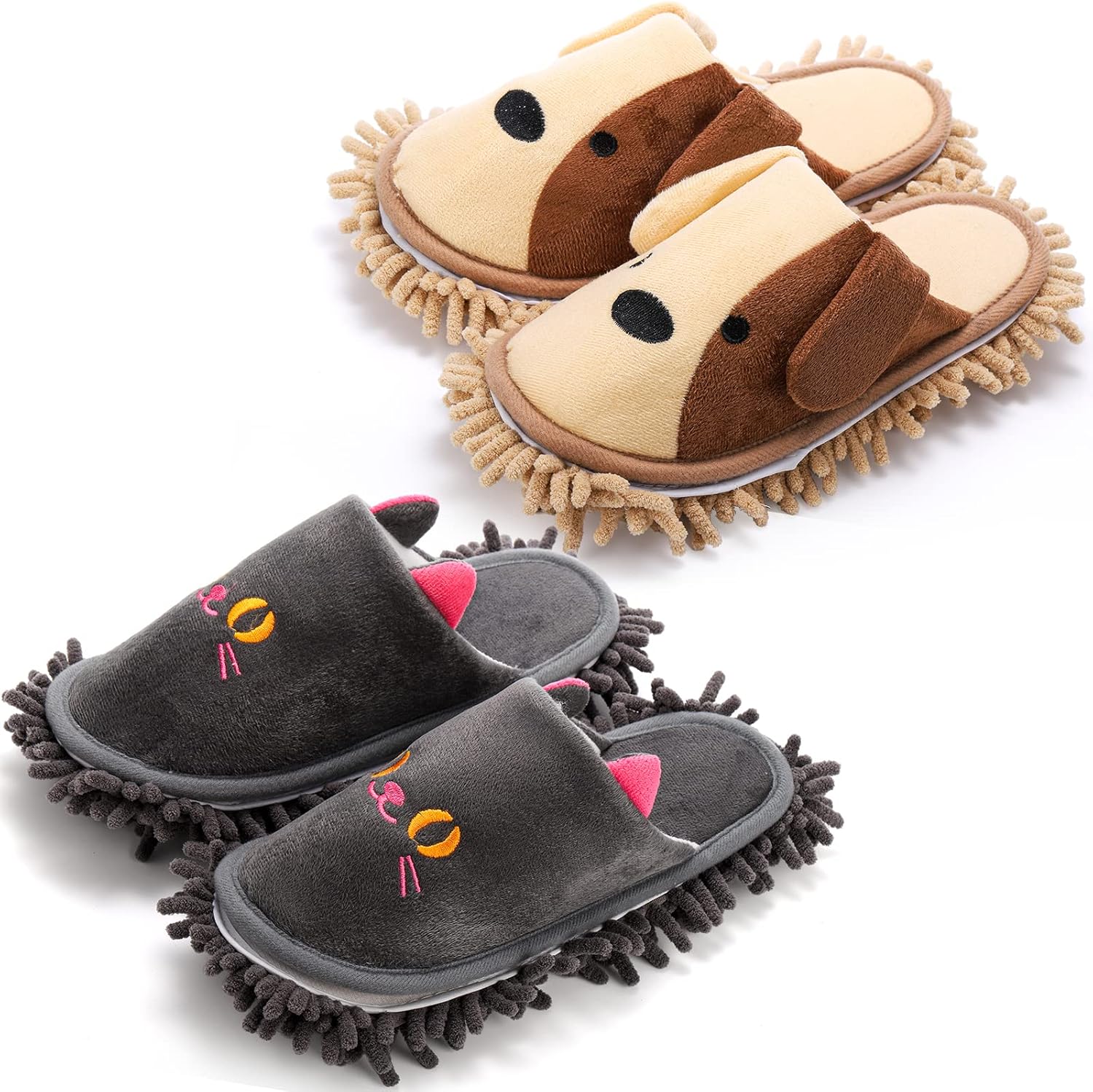 Amazon.com: Bekith 2 Pairs Microfiber Cleaning Mop Slippers, Washable ...