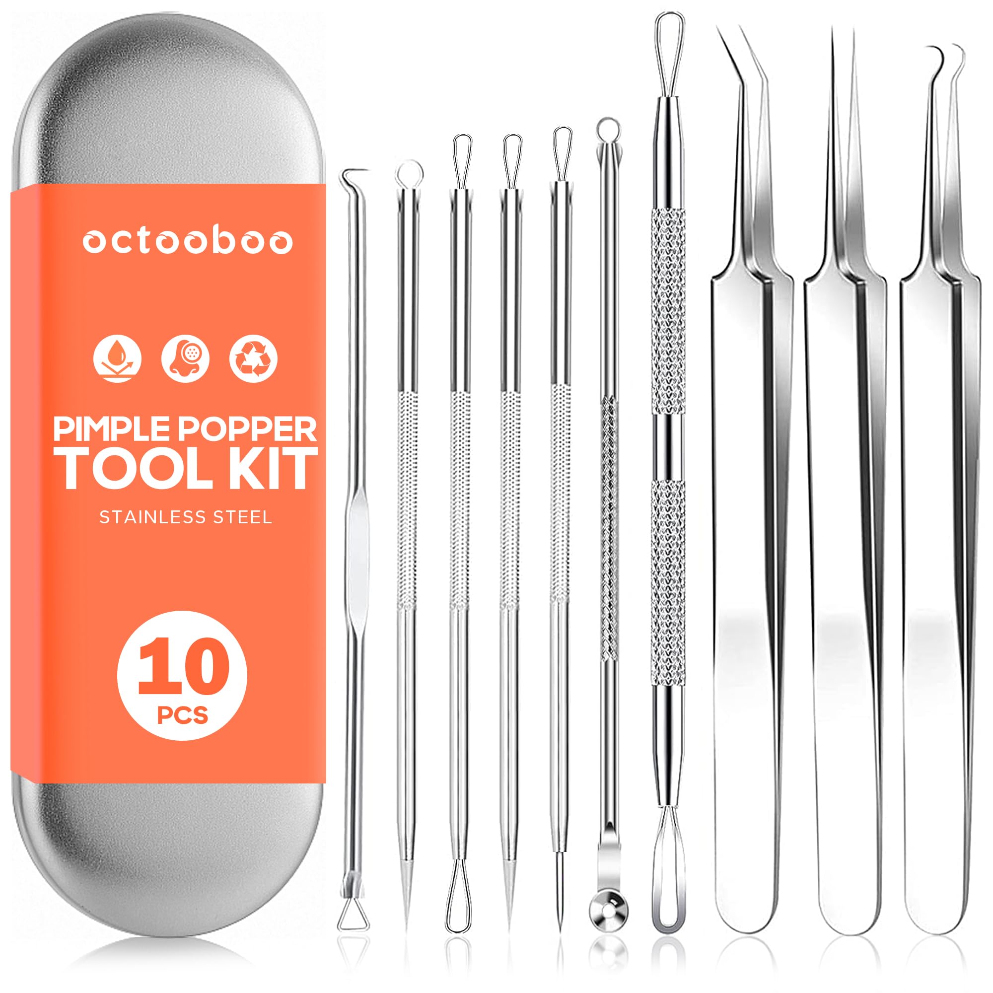 Amazon.com: Octooboo Blackhead Remover Pimple Popper Tool Kit (10 Pcs ...