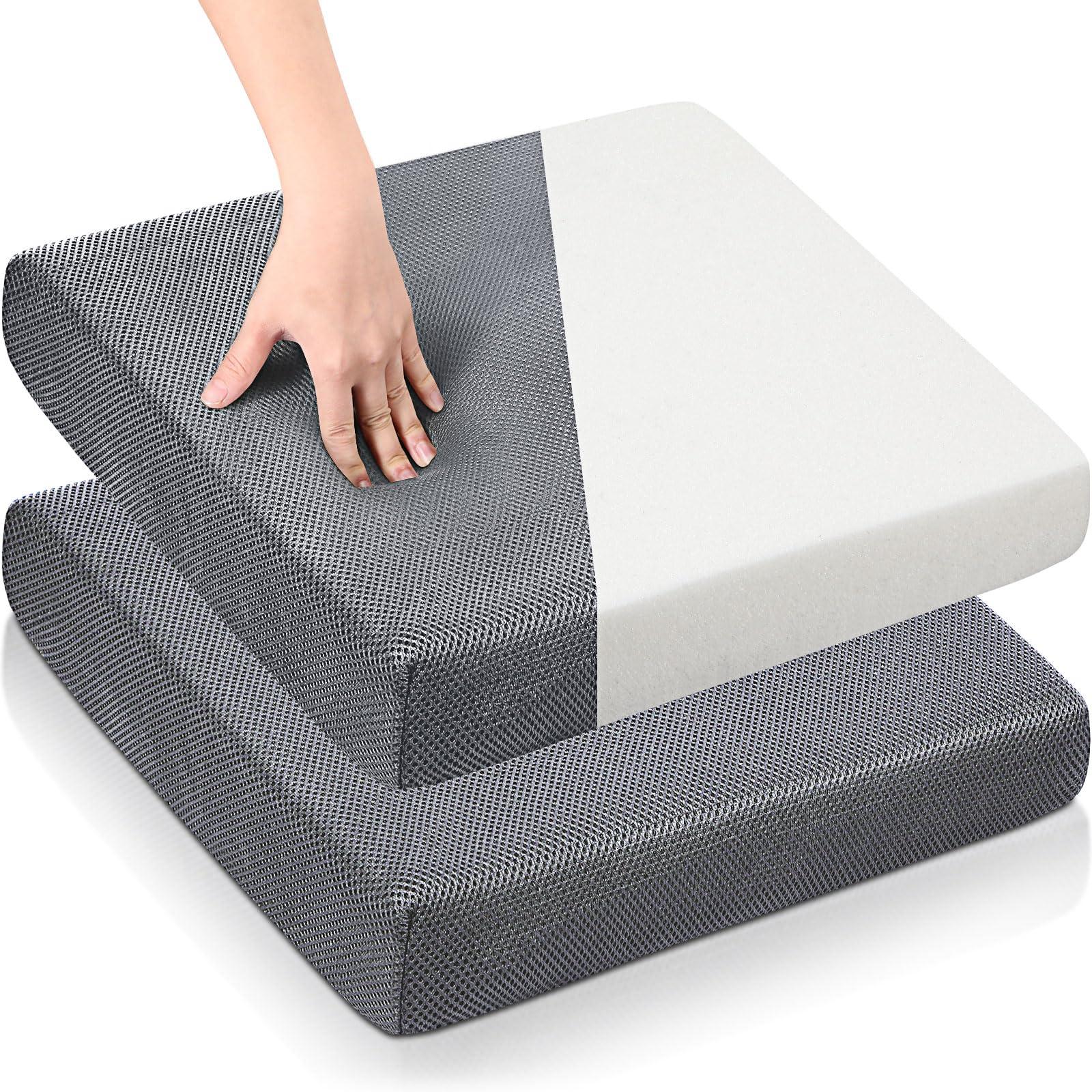 Amazon.com: 2 Pcs Large Memory Foam Seat Cushion 18 x 16 x 3 Inch ...