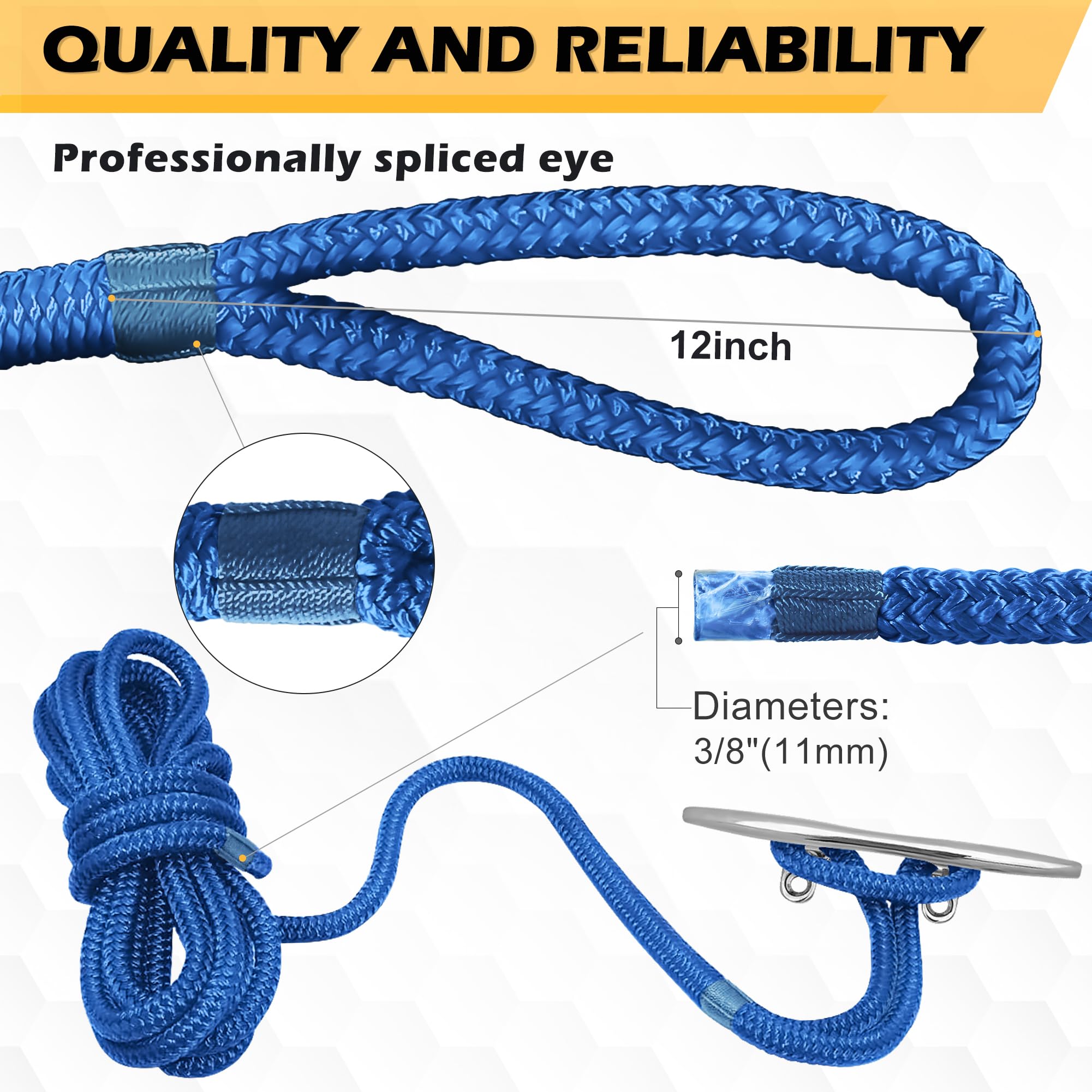 Snapklik.com : AOLEBA Boat Dock Lines 3/8 X 15 Dock Line For Boats ...
