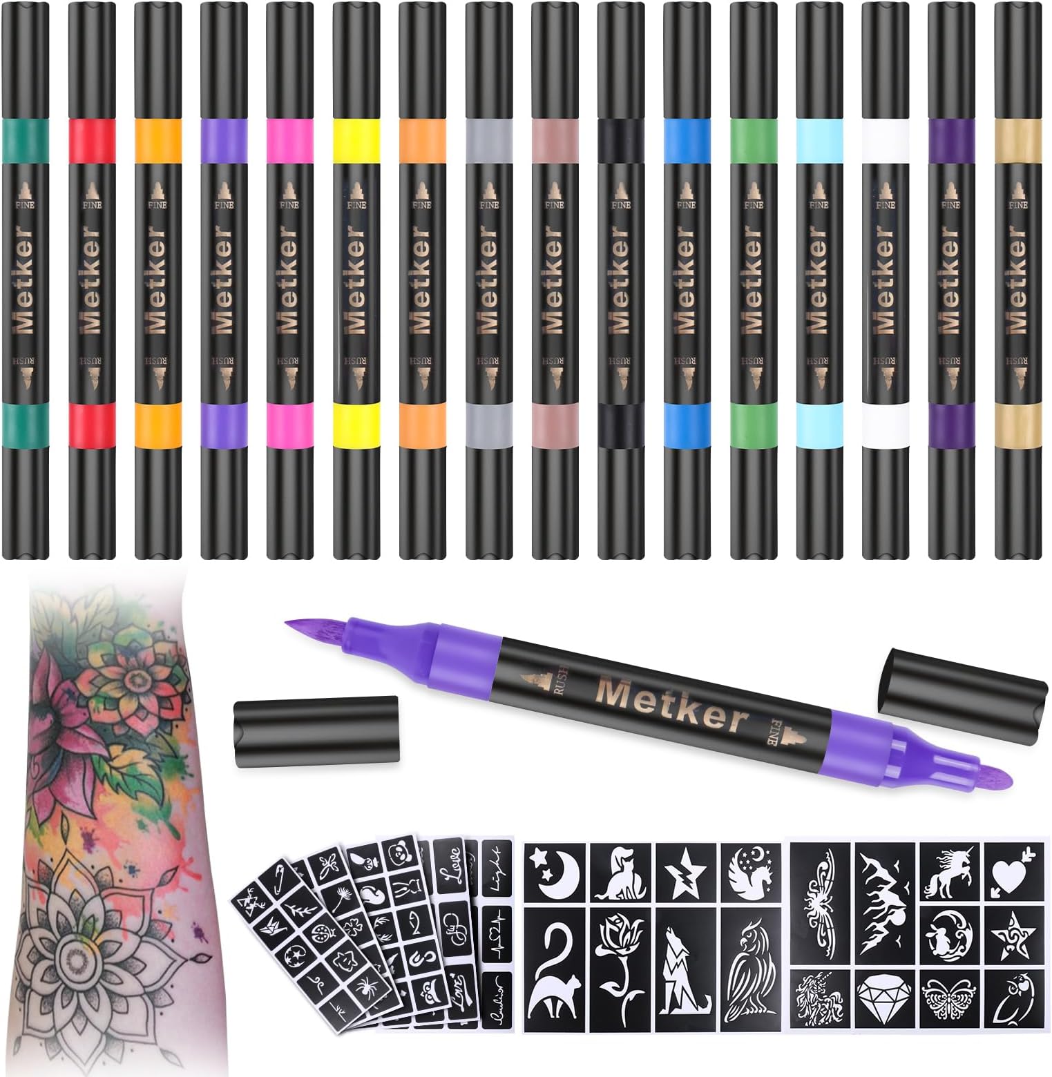 Amazon.com: BodyMark Temporary Tattoo Markers for Skin, 8-Count ...