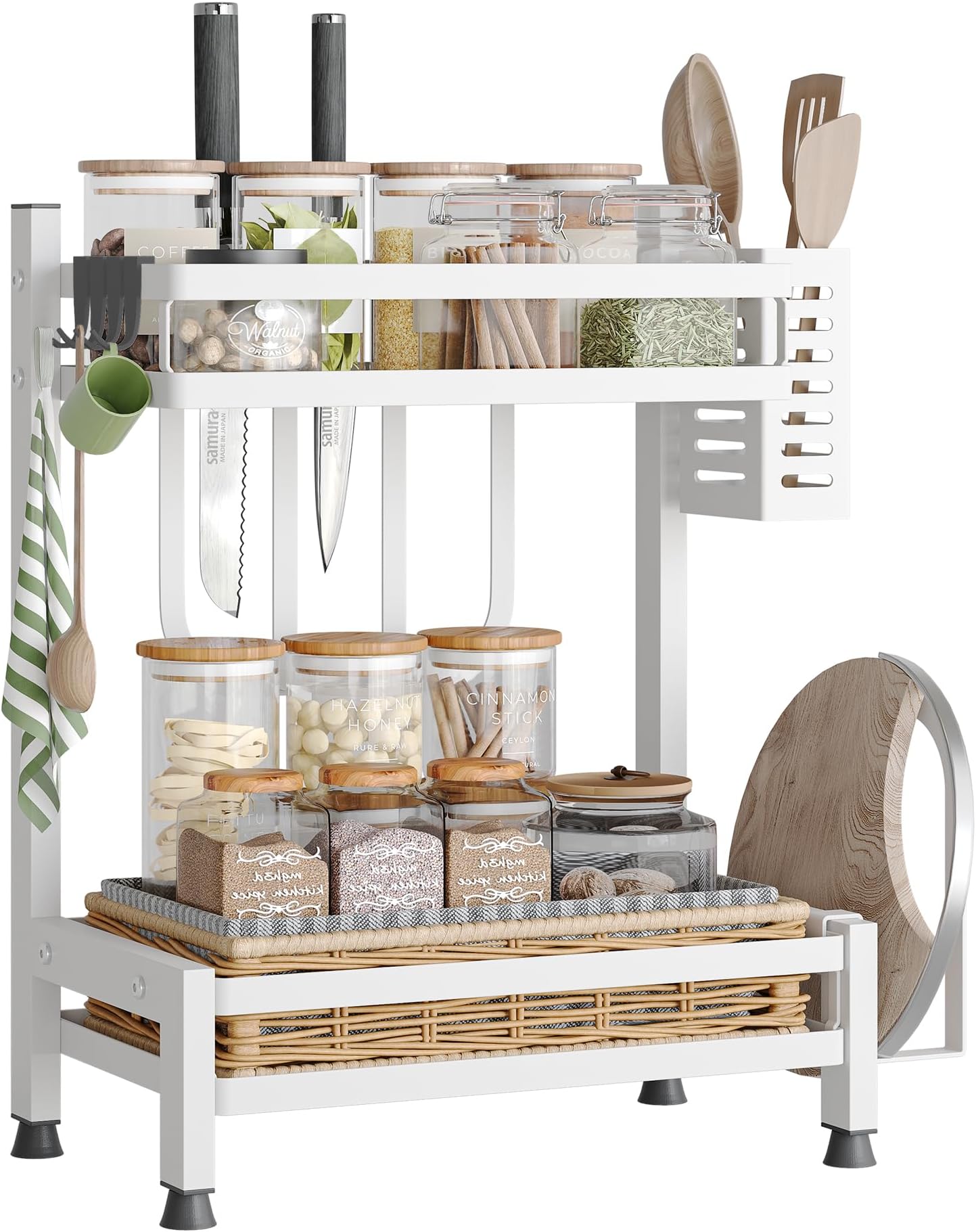 NETEL Spice Rack,Spice Organiser Metal Frame, Seasoning Rack with 4 ...