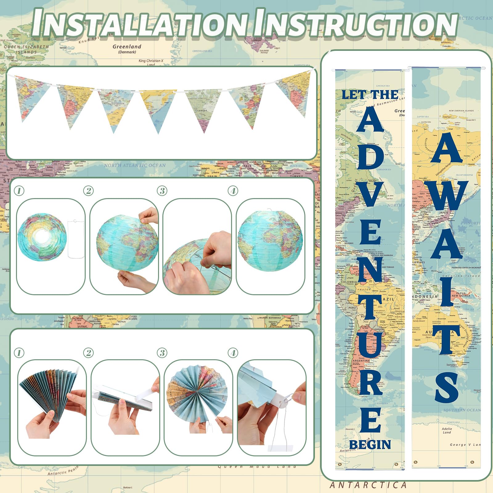 Snapklik.com : 20 Pcs Globe Map Classroom Decorations Travel Party ...