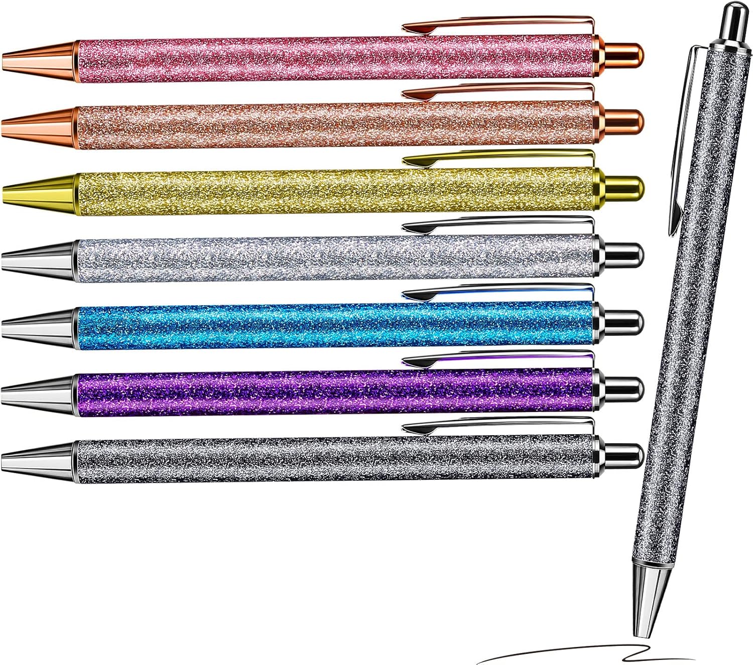 Amazon.com : 7 Pcs Glitter Funny Pens Word Daily Pen Set Funny Seven ...