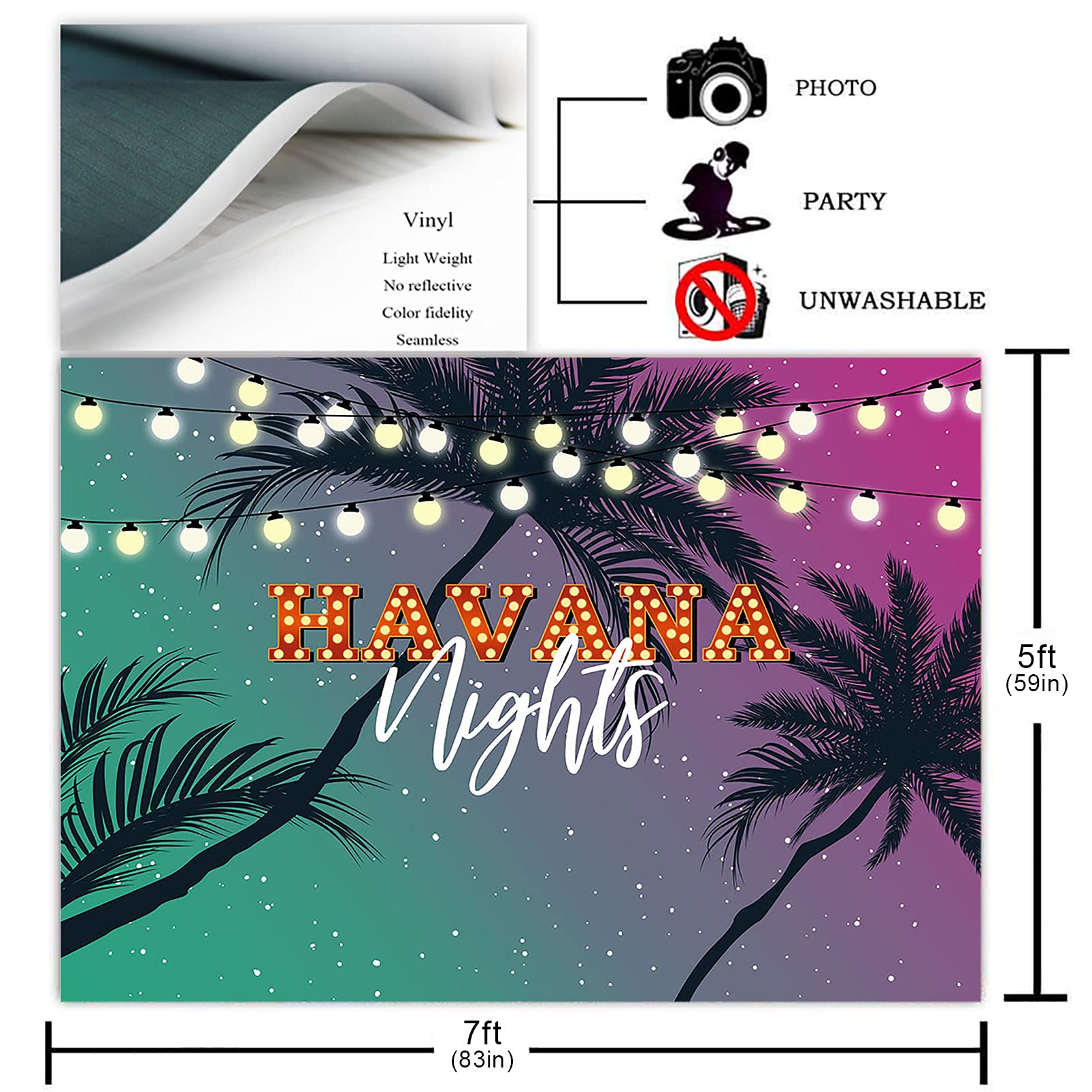 Buy Avezano Havana Nights Backdrop for Adult Birthday Party Photoshoot ...