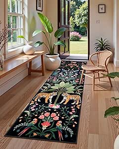 Amazon.com: Seavish Black Runner Rug 2x6 Tropical Kitchen Runner Rugs ...