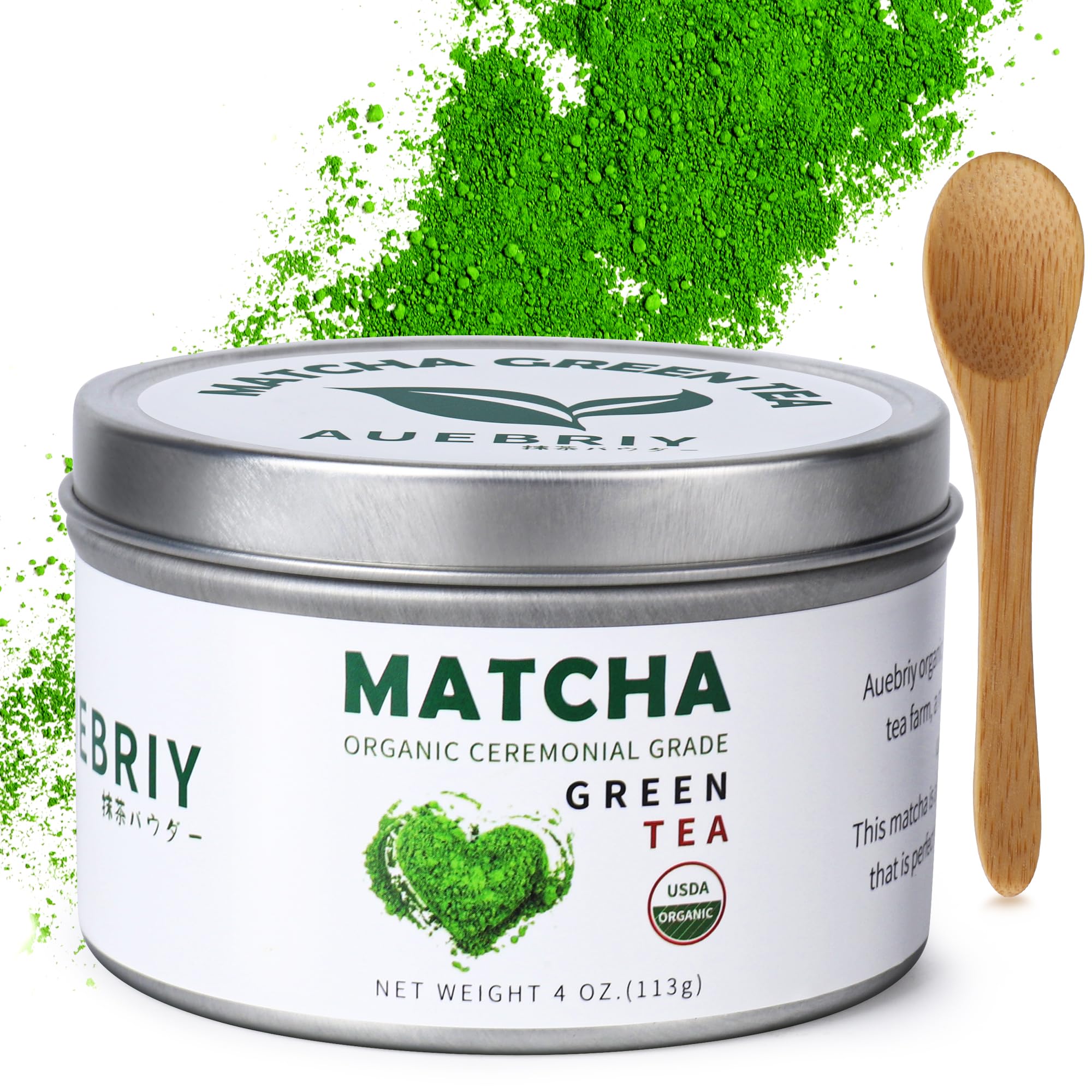 Amazon.com: Auebriy 4oz Ceremonial Grade Matcha Powder, USDA Organic ...