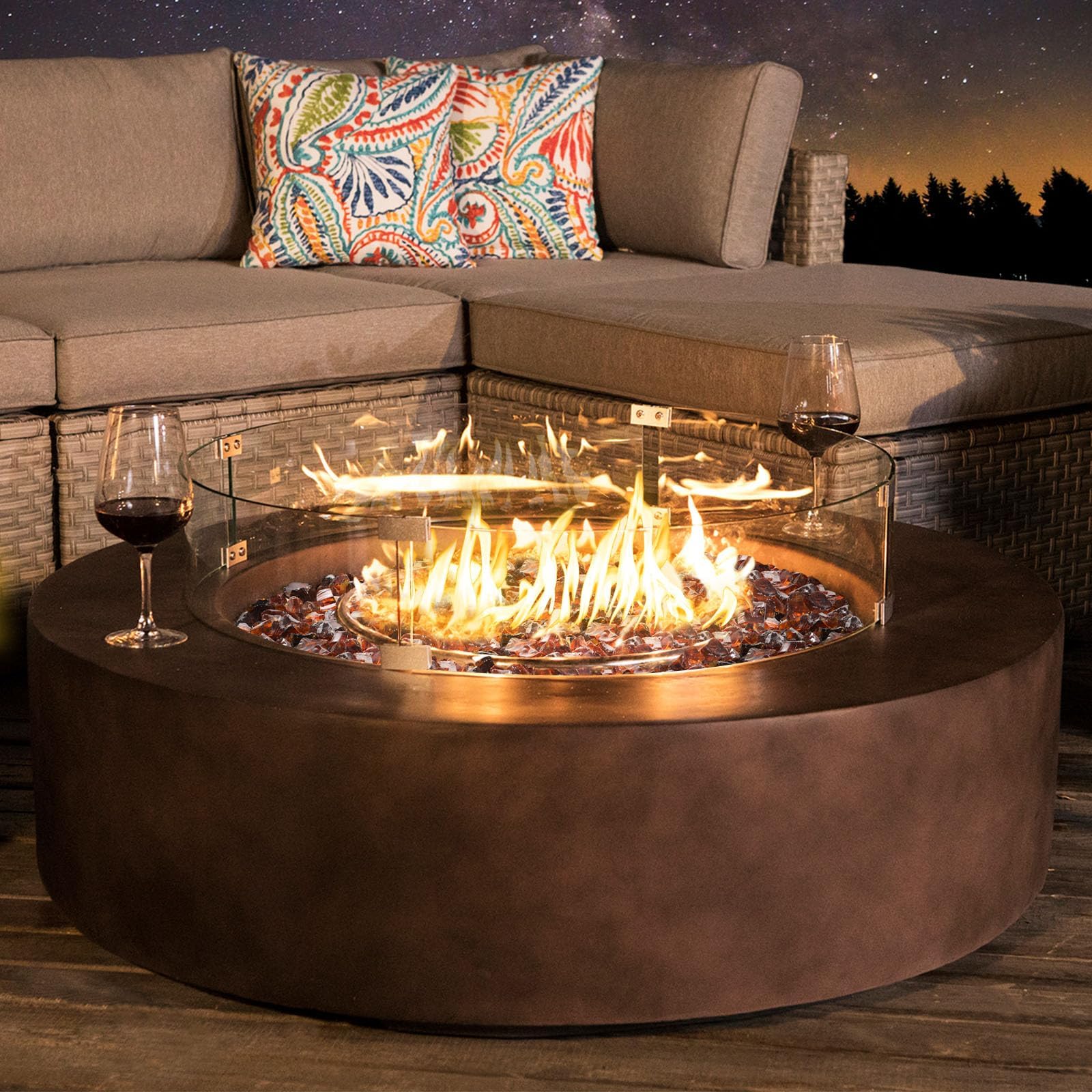 Amazon.com: Real Flame Aegean Round Propane Fire Table for Outdoors in ...