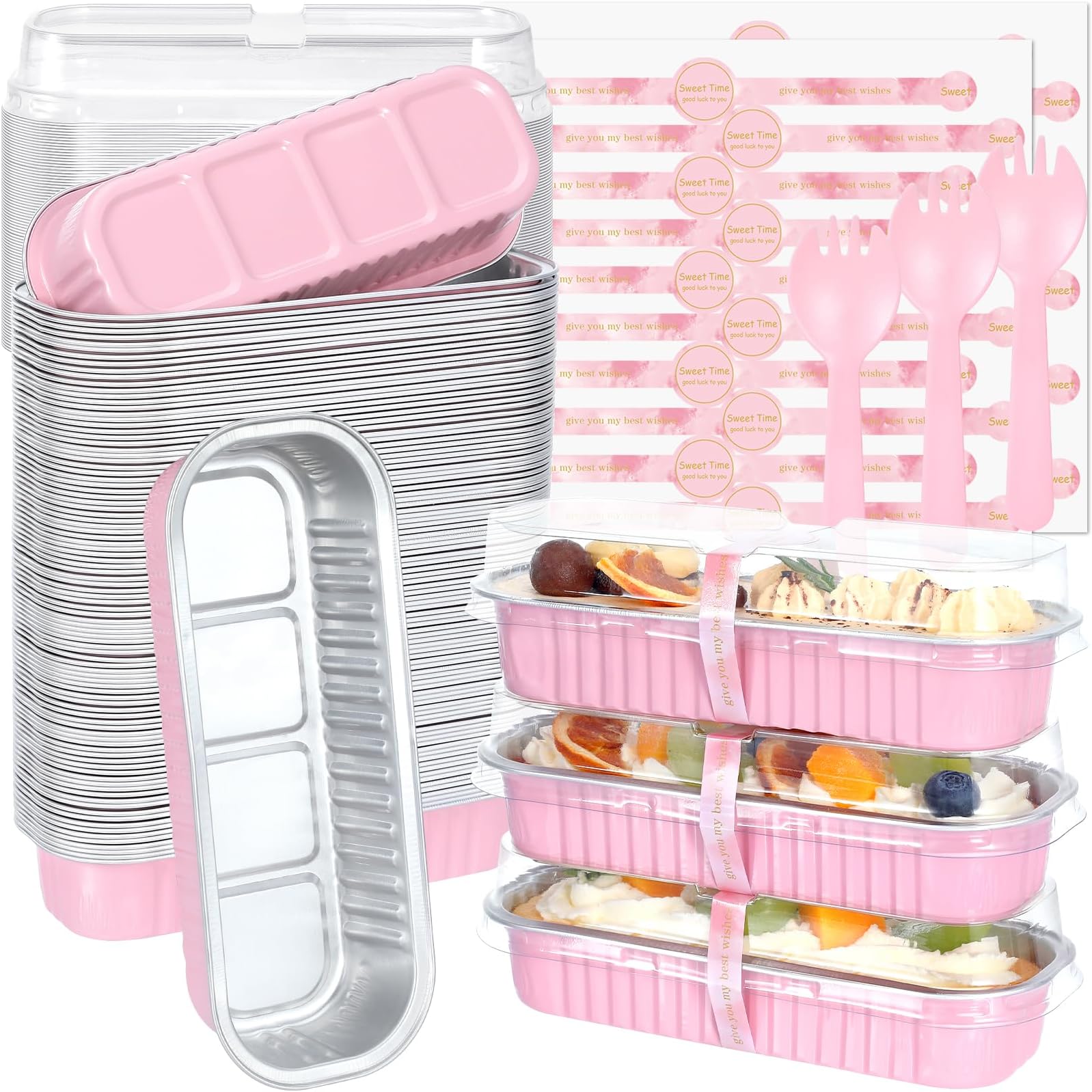 Amazon.com: JuneHeart Mini Loaf Pans with Lids and Spoons, 100 Pack ...
