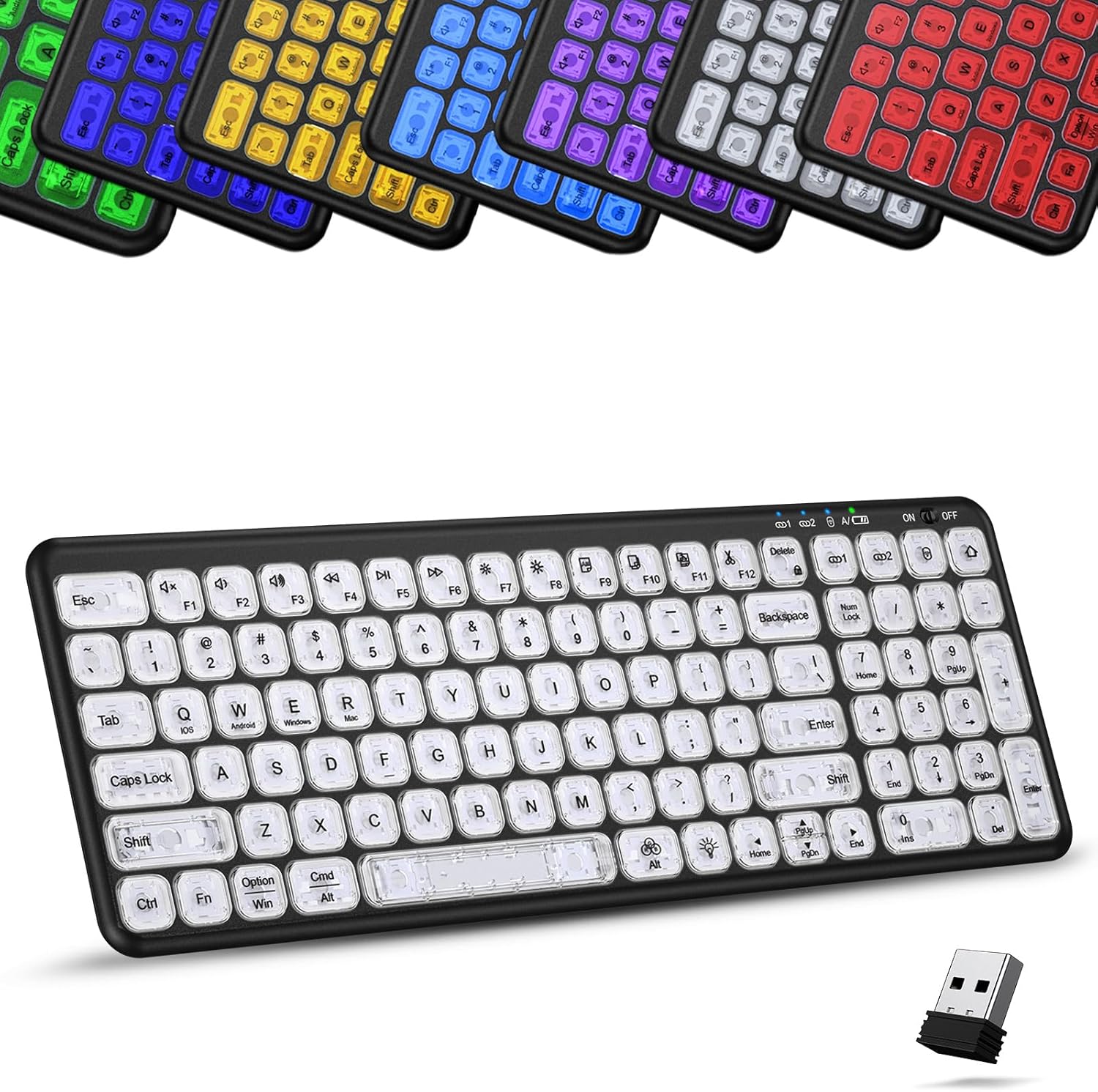 Amazon.com: Omikamo Teclado inalámbrico, multidispositivo 2.4G y ...