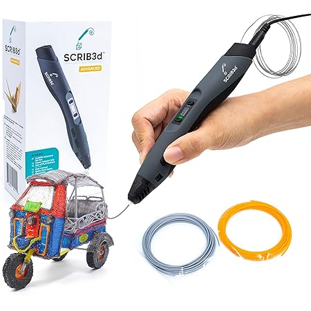 SCRIB3D P1 3D Printing Pen with Display - Includes 3D Pen, 3 Starter Colors of PLA Filament ...