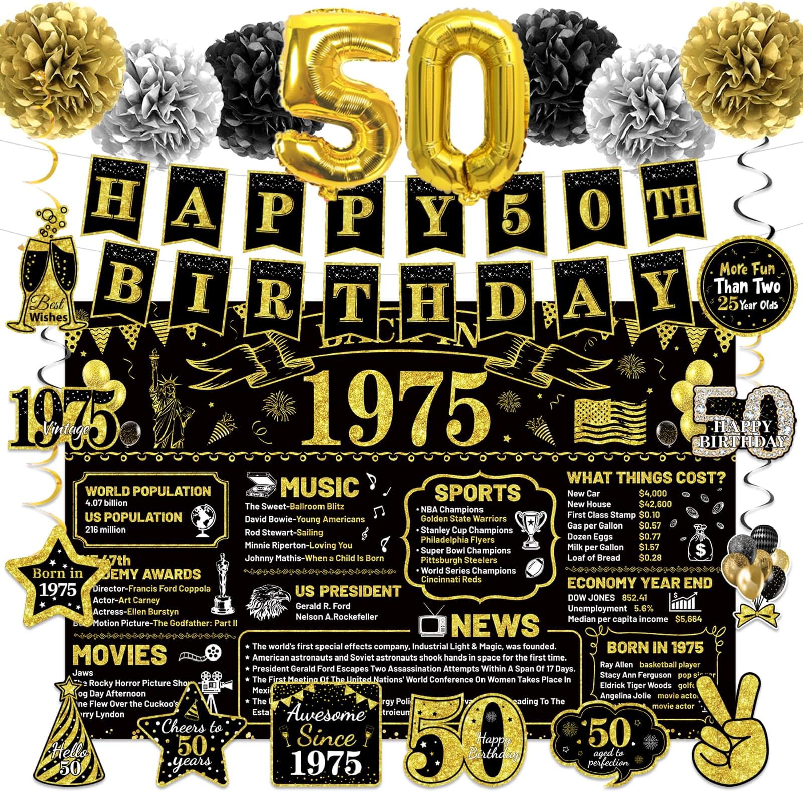 Amazon.com: DARUNAXY 50th Birthday Party Decorations for Men Women ...