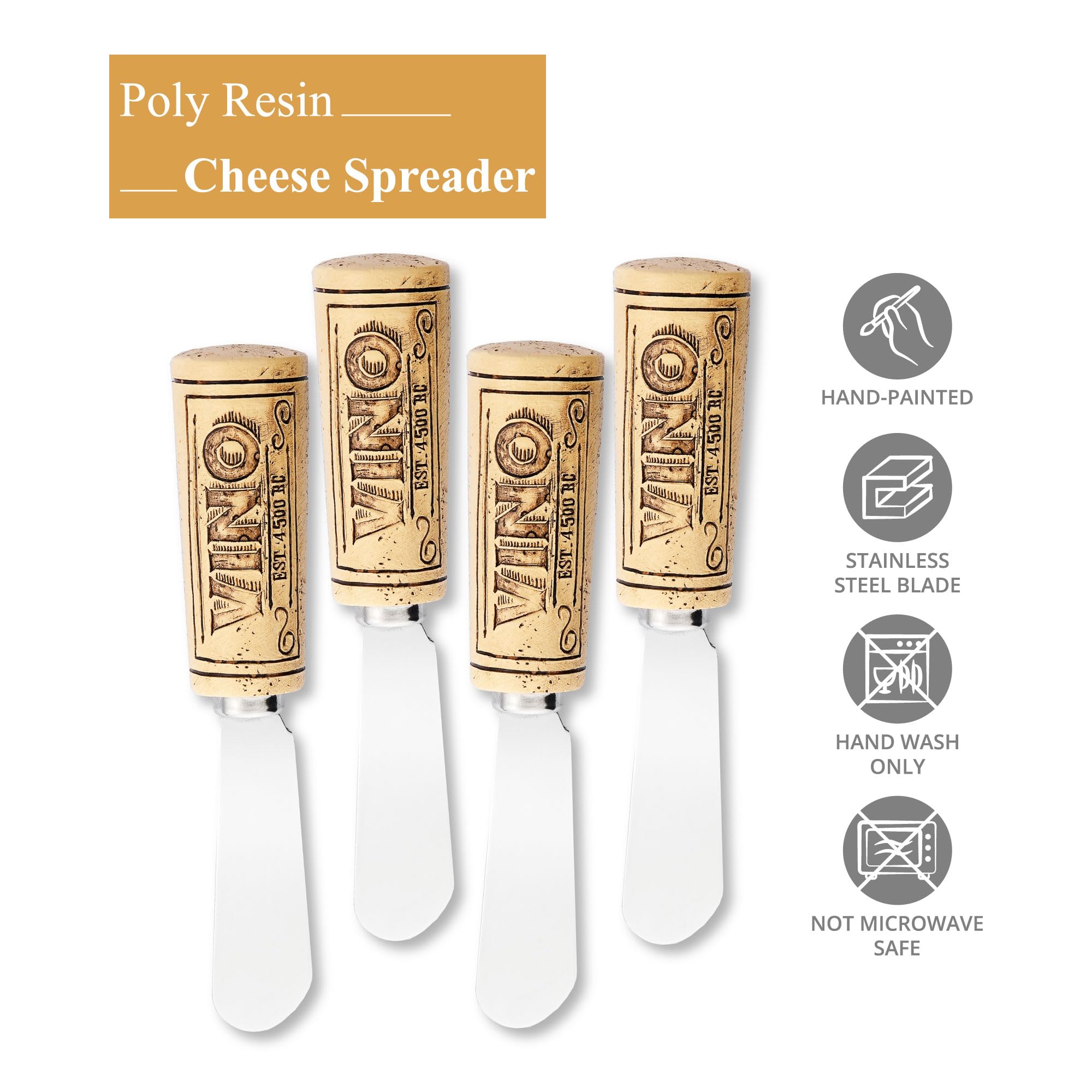 Snapklik.com : Supreme Housewares Vino Wine Cork Cheese Spreaders, Hand ...