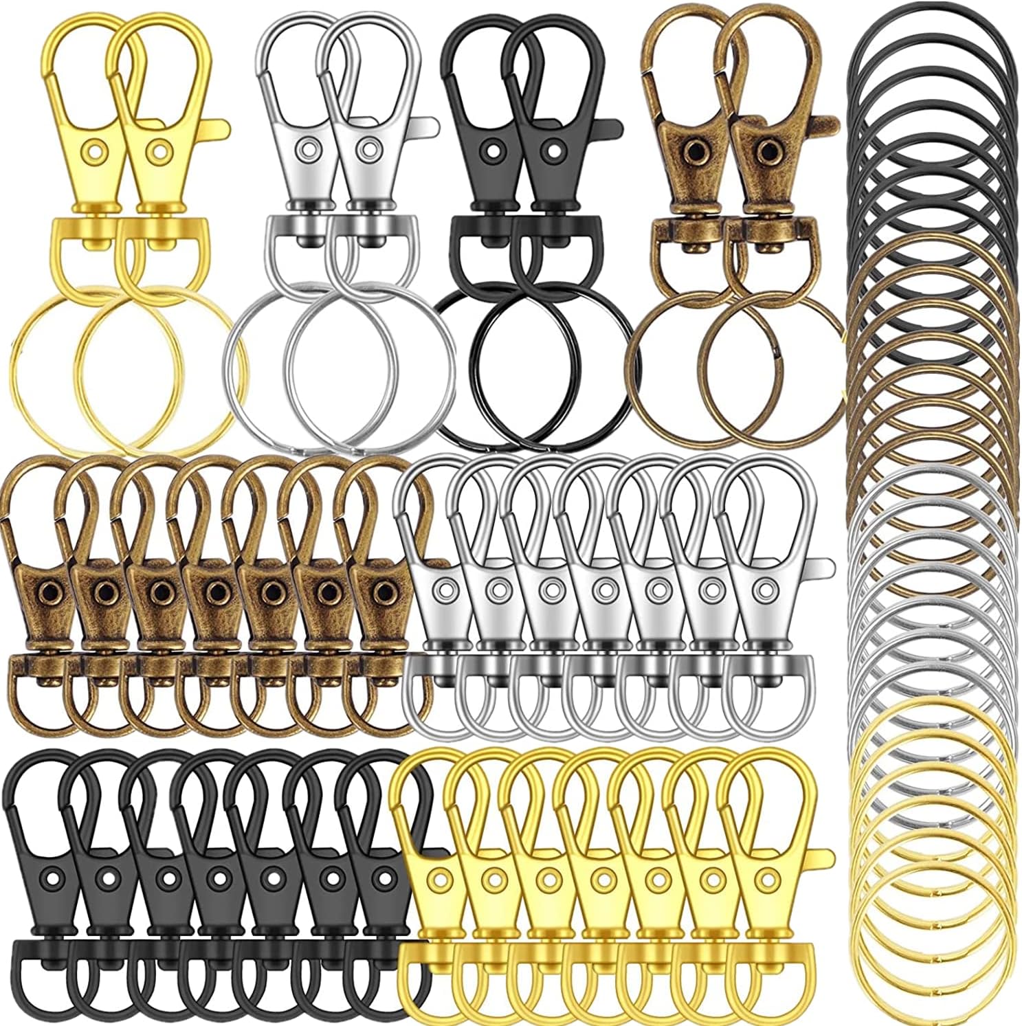 Amazon.com: HXSEMAYIG 100PCS Keychain Hooks with Key Rings.. Metal ...