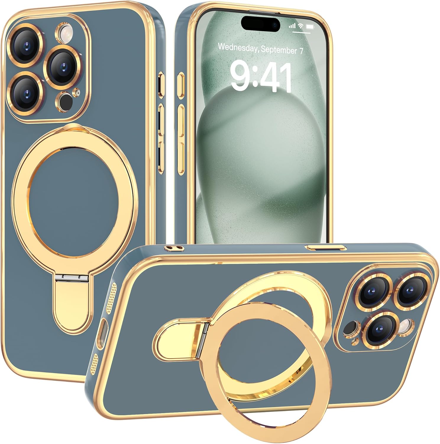 Amazon.com: LEKMOTIN for iPhone 13 Pro Case with Magnetic Ring Stand ...