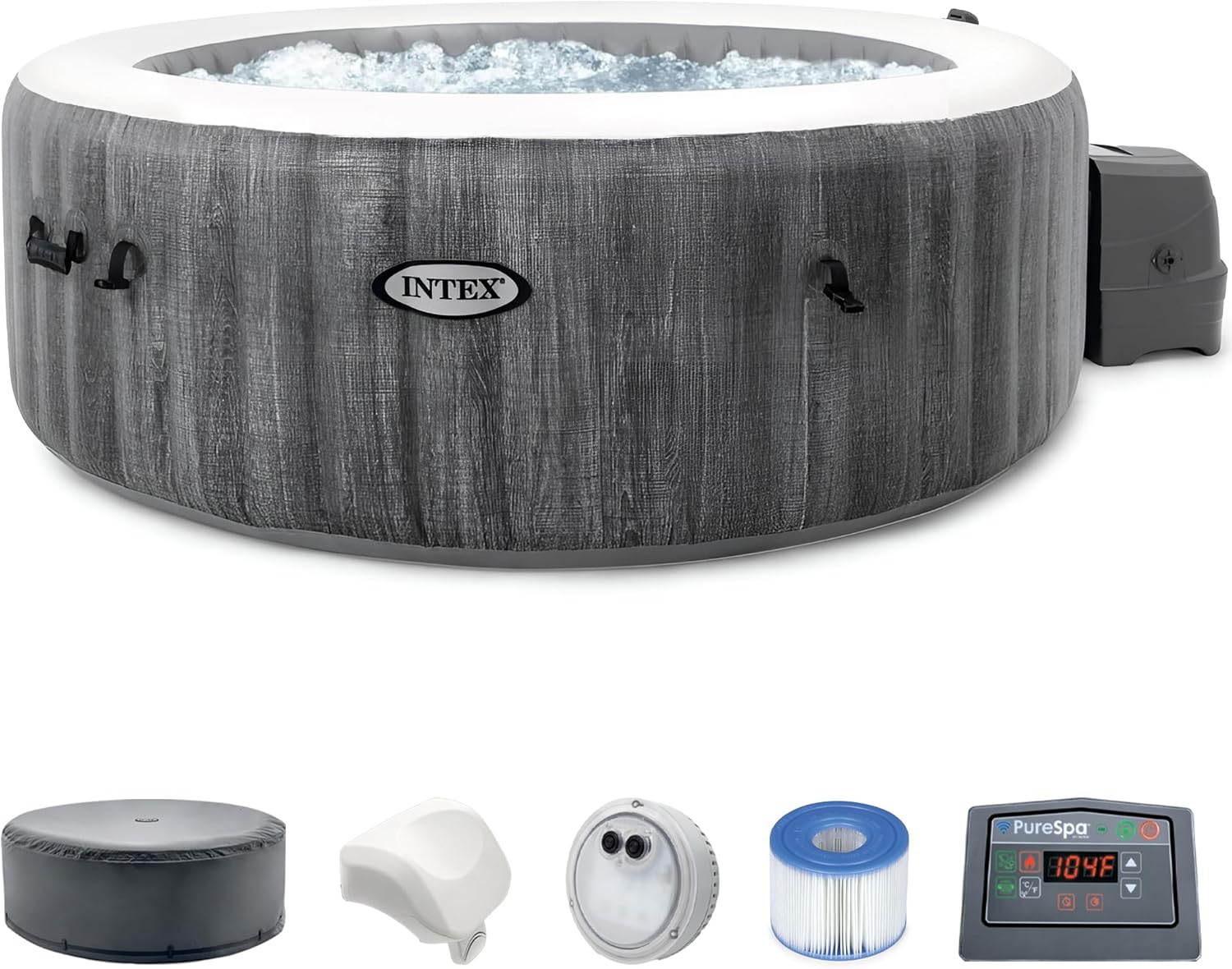 Amazon.com : INTEX 28439EP PureSpa Greywood Deluxe Inflatable Spa Set ...