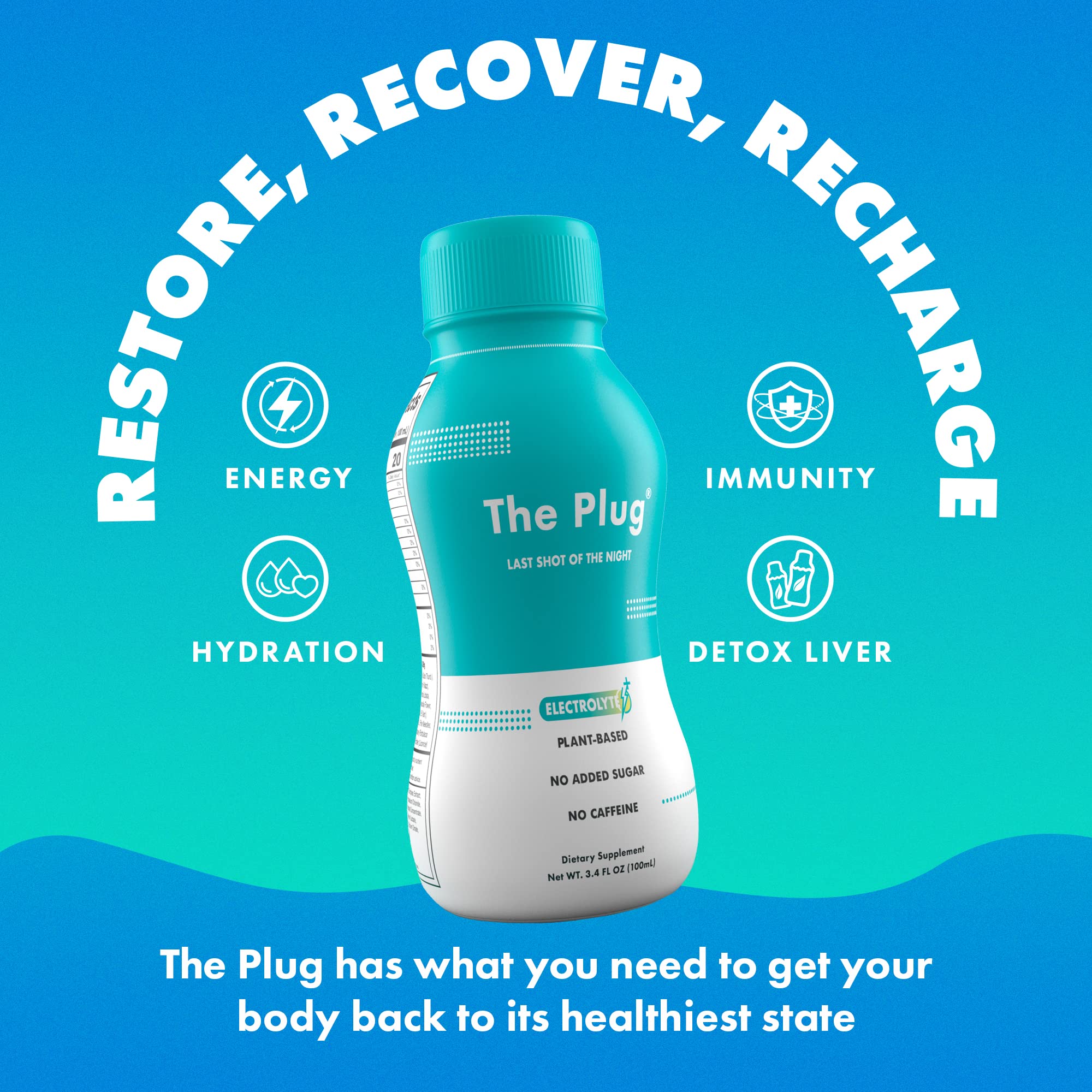 The Plug Recovery Drink, 6-Pack - All-Natural Plant-Based Electrolyte ...