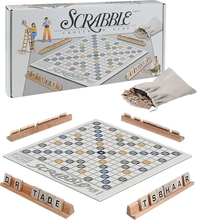 Amazon.com: Scrabble Board Game Original Wooden Classic Crossword Games ...