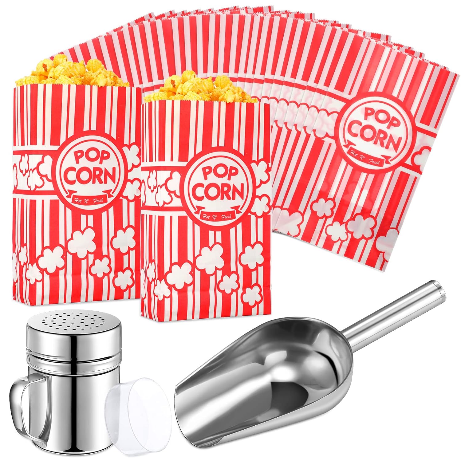 Amazon.com: 202 Pcs Popcorn Machine Supplies Set, 200 Retro Style ...