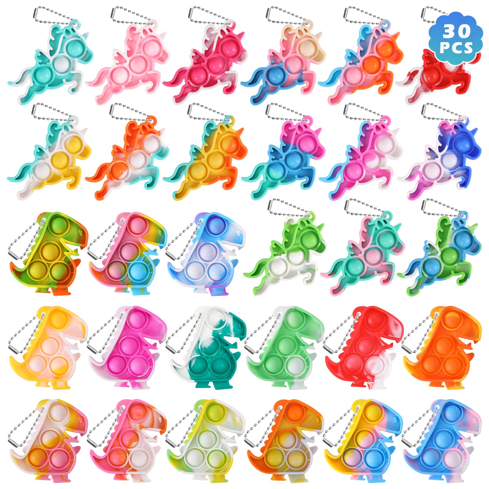 Snapklik.com : 30 Pack Dinosaur Unicorns Party Favors Fidget Toys Bulk ...
