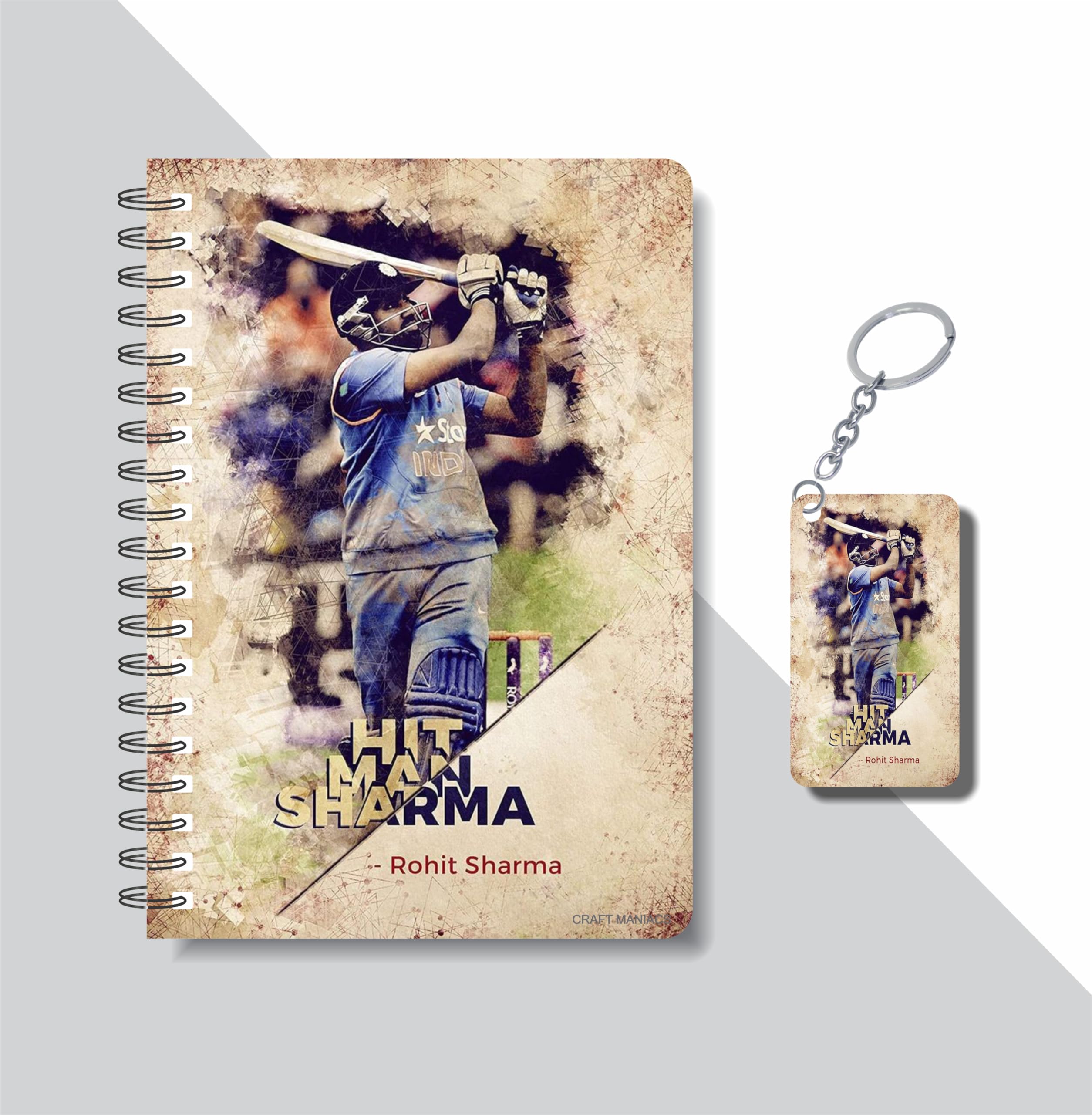 CRAFT MANIACS CRICKET DIARIES - ROHIT SHARMA BROWN OUTLINES PRINTED A5 ...