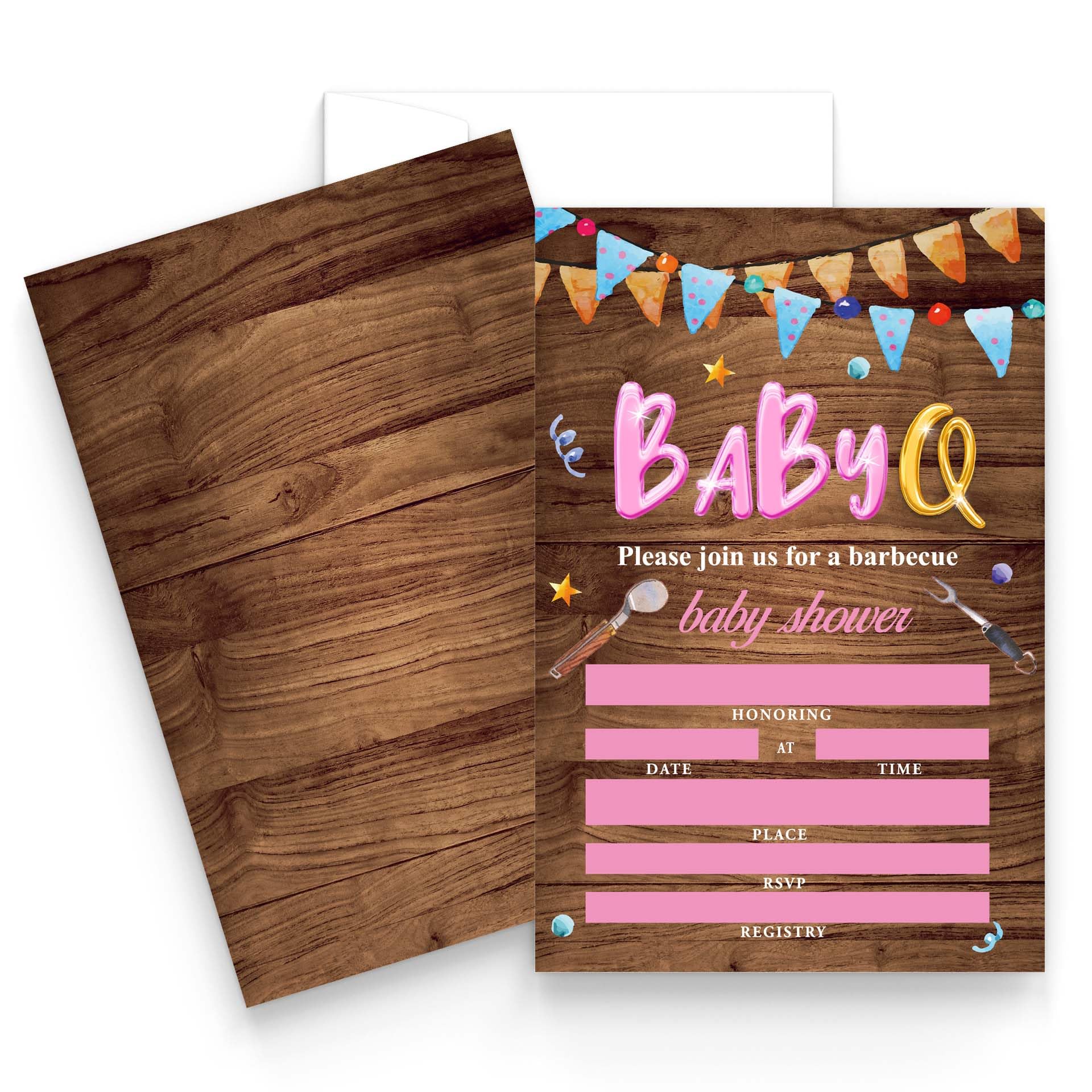 Amazon.com : Baby-Q Baby Shower Invitations With Envelopes, BBQ Baby ...