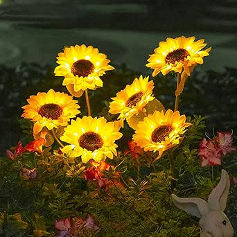 Solarlampen für Außen Deko, 2 Stück Sonnenblumen LED, Solarleuchten Garten Deko IP65 Wasserdicht ...