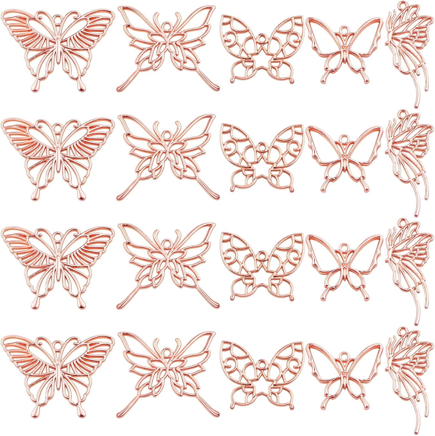 Amazon.com: 20pcs Rose Golden Butterfly Shape Open Back Bezel Pendants ...