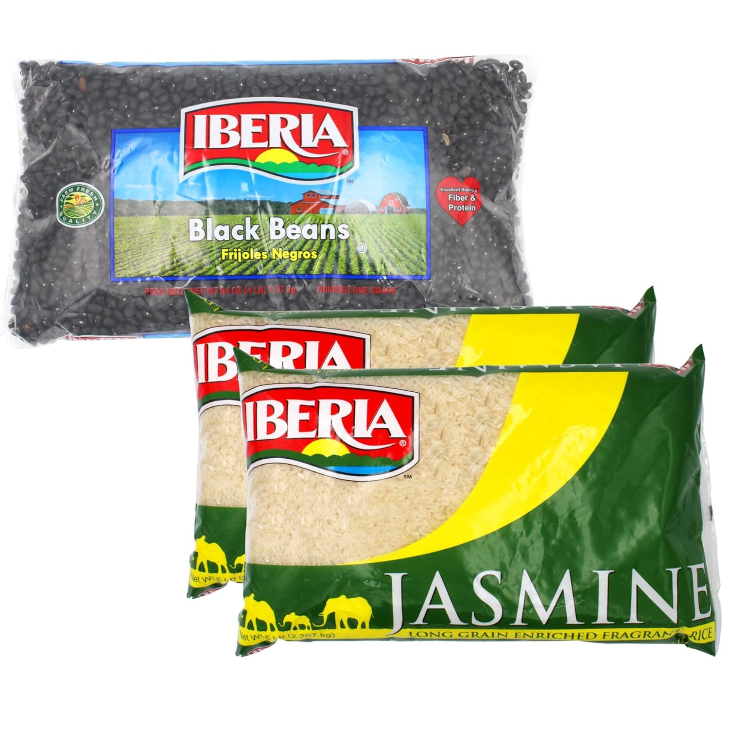 Amazon.com : Iberia Black Beans, 4lb. + 2 x Iberia Jasmine Rice, 5lb ...