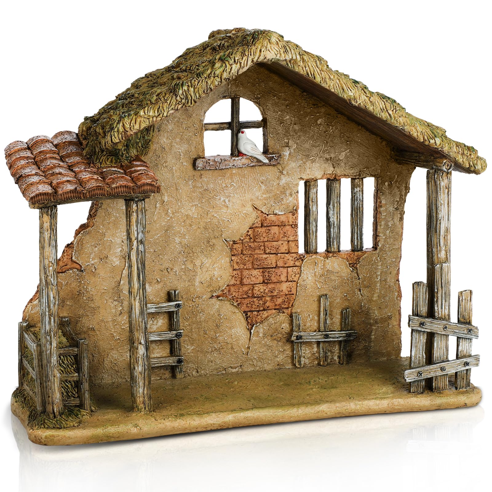 WYTAOHZL 14 Inch Nativity Stable Manger Resin Nativity Creche Stable ...